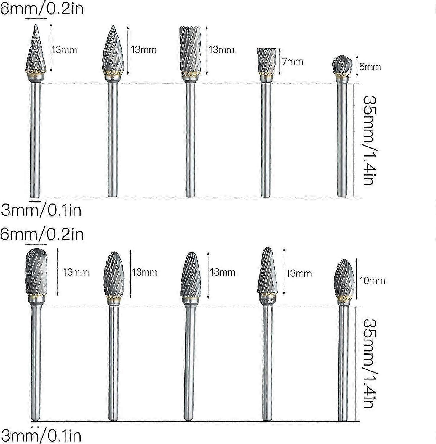 Rotary Burr Set for Dremel, 10 PCS Double Cut Carbide Carving Bits Set ...