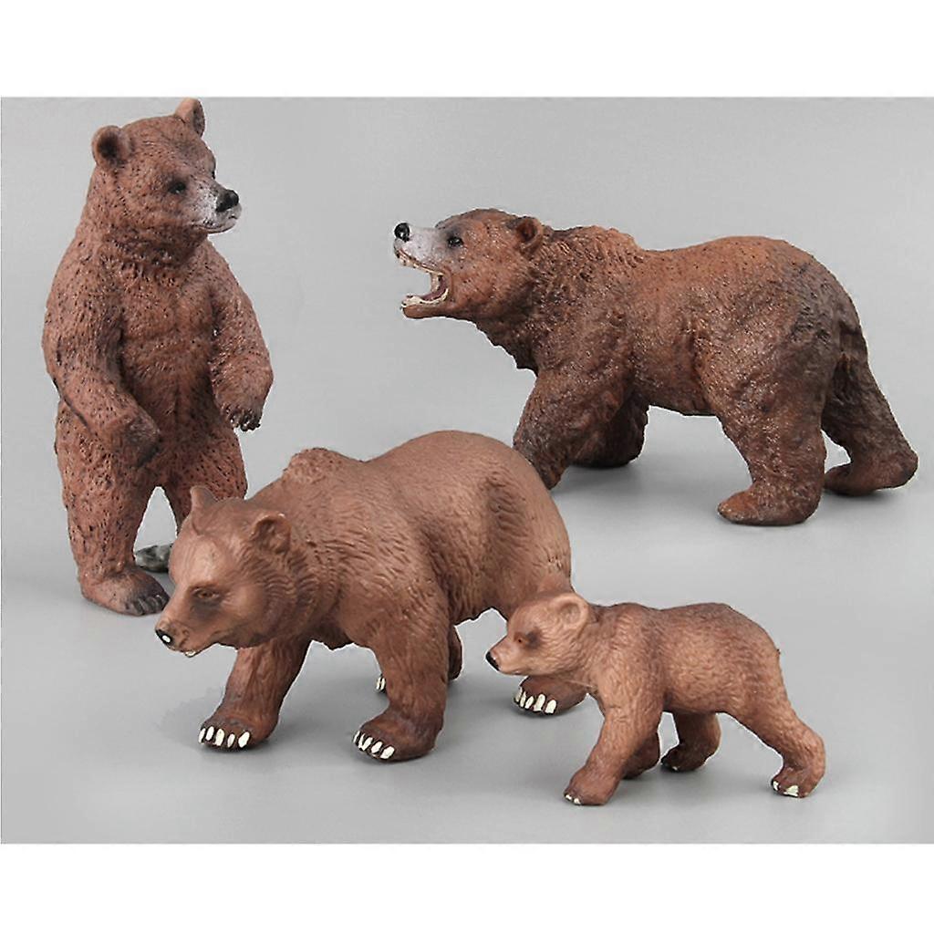 4Pcs Lifelike Brown Bear Model Figure, for Kids and Toddlers, Science ...