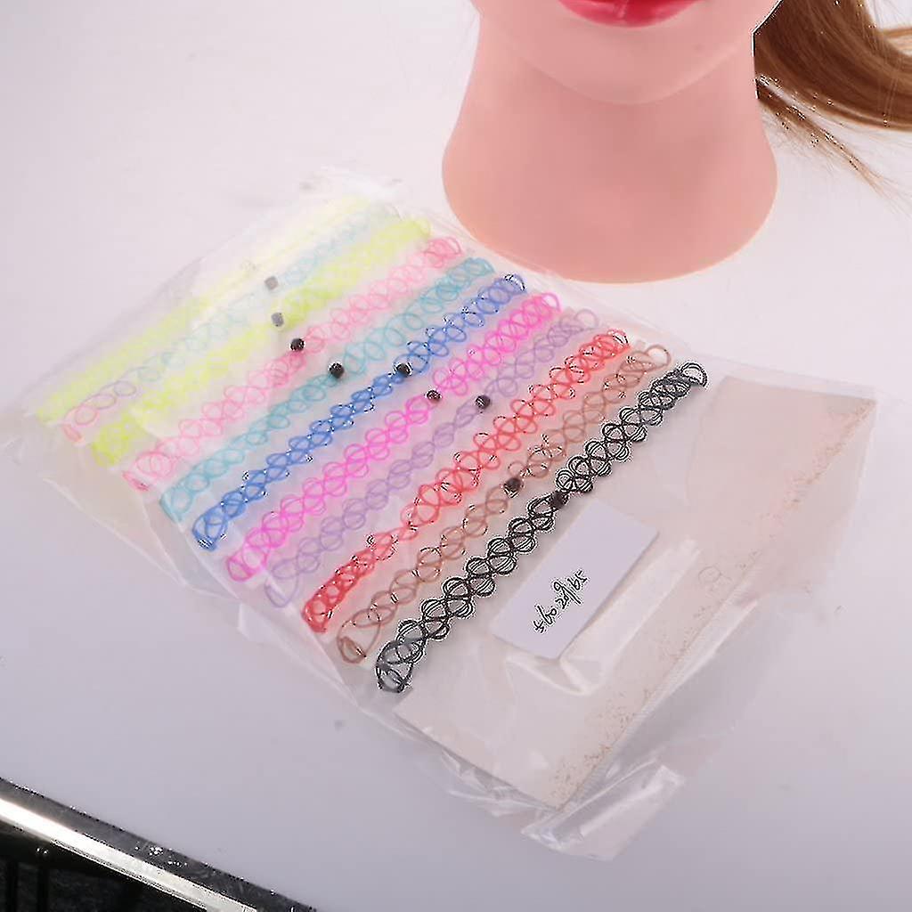 12 Pieces/ Pack Tattoo Choker Stretch Necklace Black Retro Henna ...