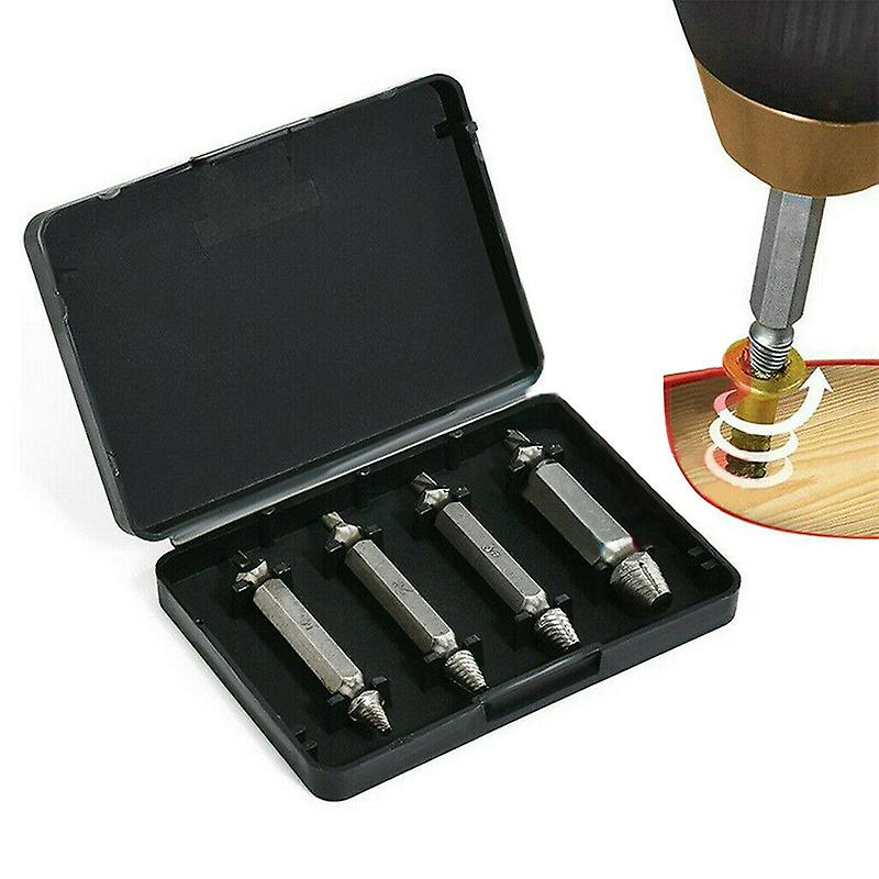 4pcs Screw Extractor Tool In A Box Golden Damaged Screw Extractor Drill ...