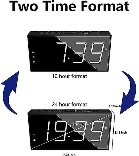 Alarm Clock For Bedroom, 2 Alarms Loud Led Big Display Clock With Usb ...