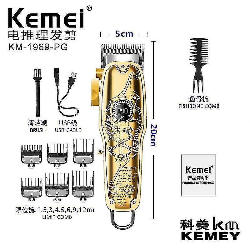 Tondeuses à cheveux tondeuses kemei led affichage corps en métal barbier tondeuse tondeuse à ...