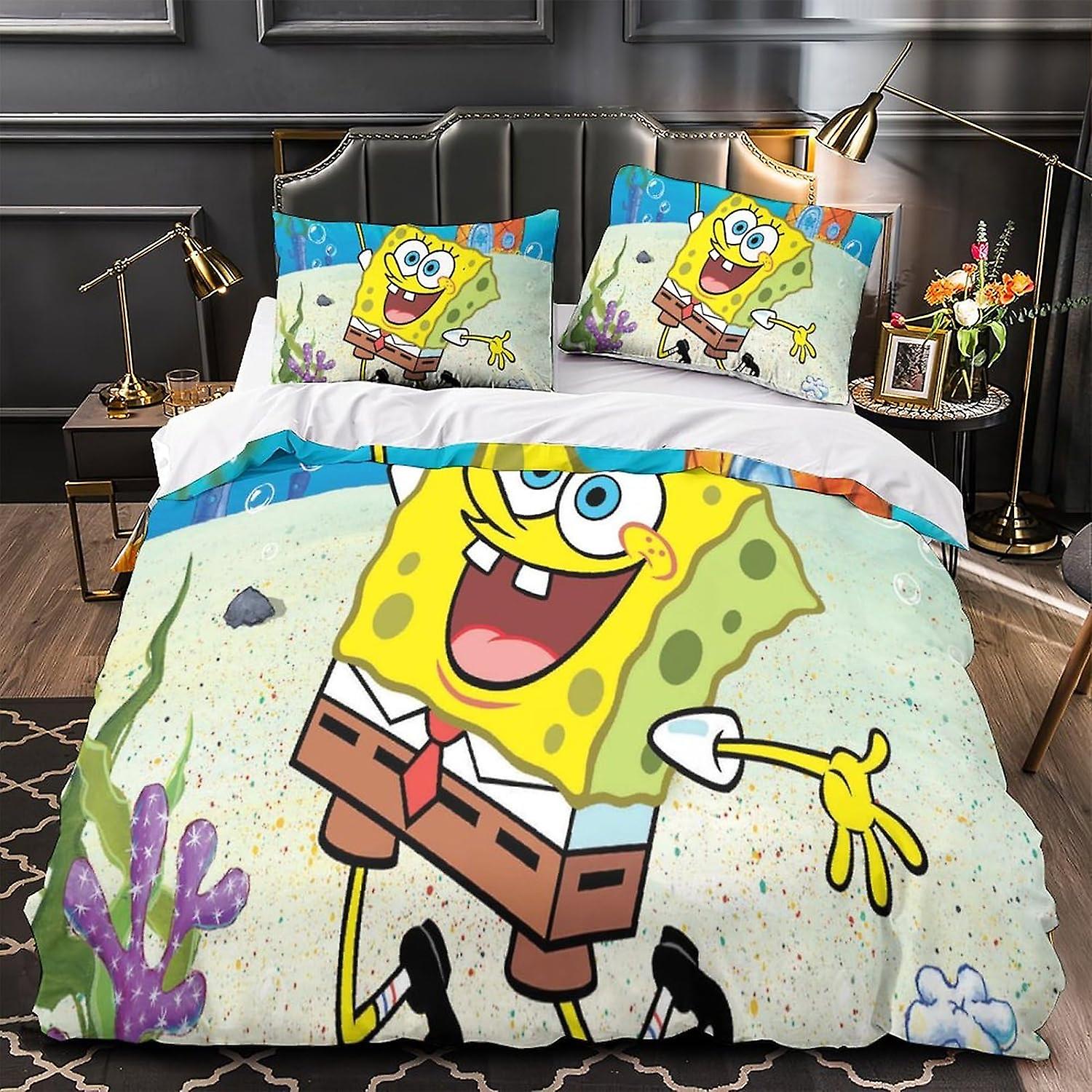 HOUKIG Spongebob Duvet Cover 3D Print Anime Characters Comforter Covers ...