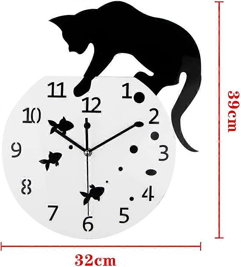 XIANRENG Fishbowl Cat Clock/Creative Wall Clocks/Home DIY Decoration ...