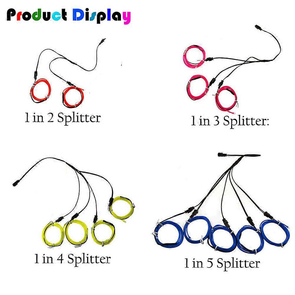 EL Wire Splitter Connectors Cable 1 To 2/3/4/5 Way LED Neon Light ...