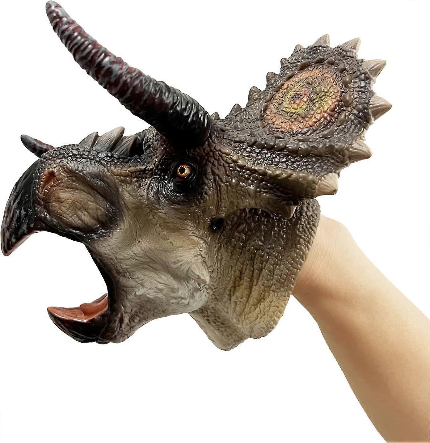 Triceratops Dinosaur Hand Puppets-Soft Rubber Realistic Dinosaur Funny ...