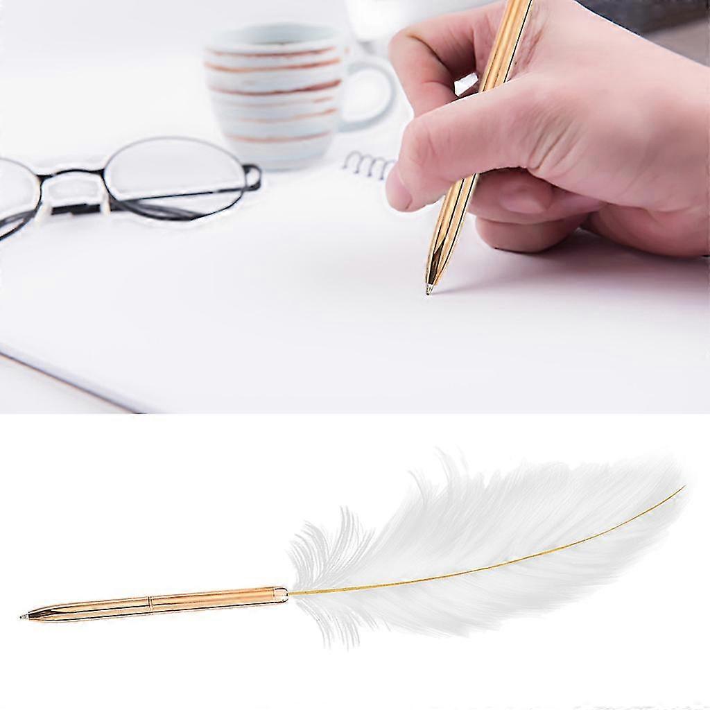 Stylish White Feather Ballpoint Pen Wedding Writing Pen Business ...