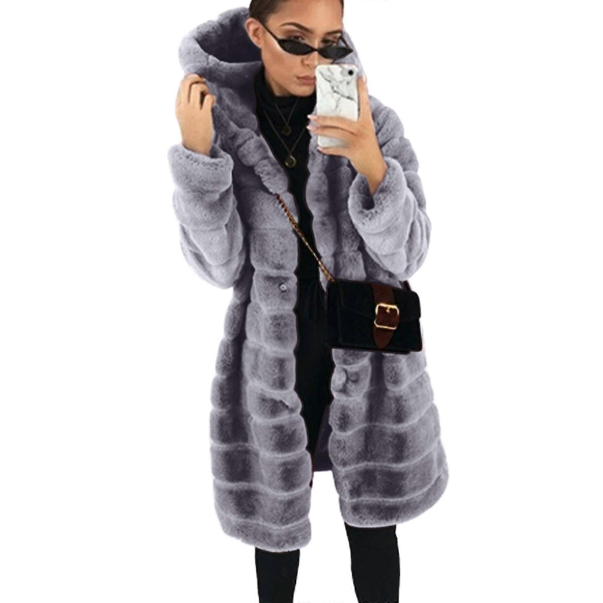 Faux Fur Hooded Jacket Mink Velvet Coat Fuzzy Jacket Faux Mink Fur Warm ...