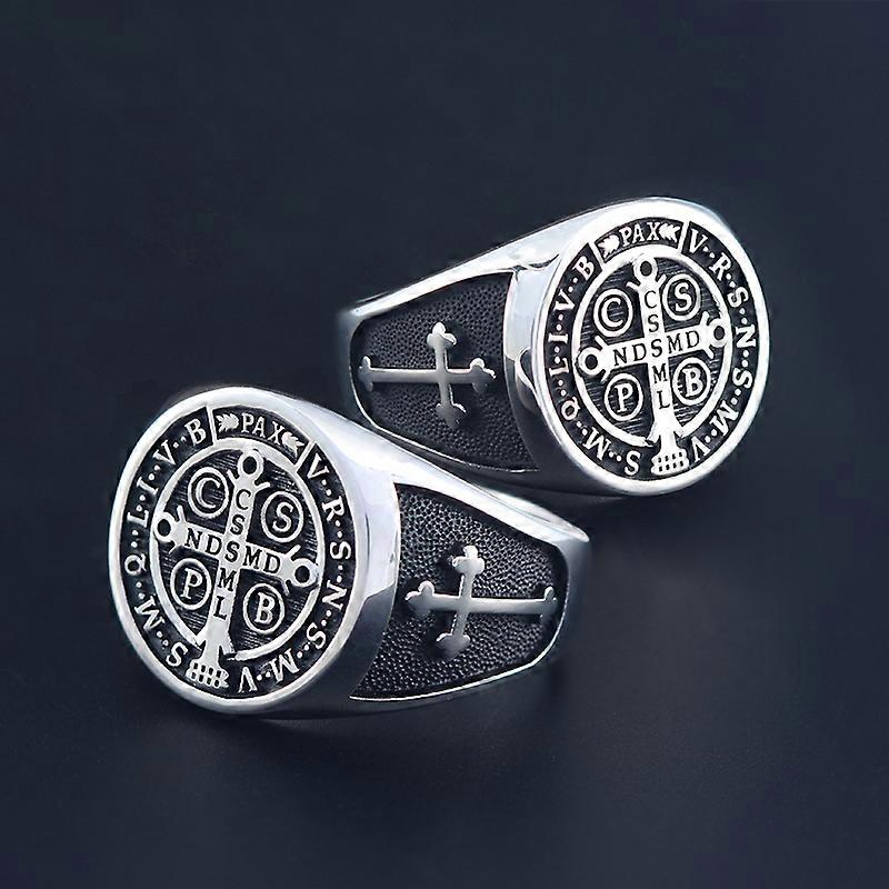 Cross of Saint Benedict Catholic Talisman Ring For Men | Fruugo UK