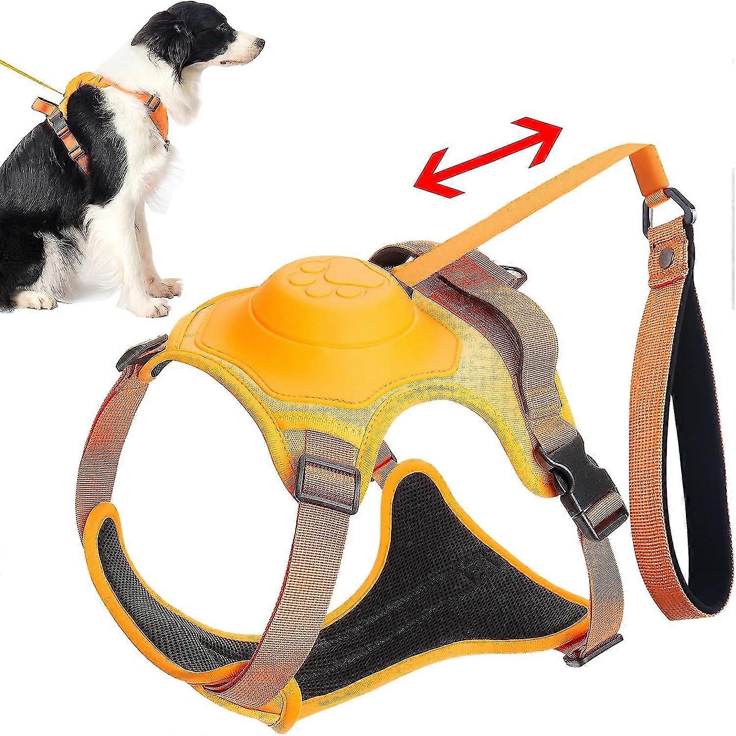 2 In 1 No Pull Dog Harness & Retractable Dog Leash, Reflective Service ...