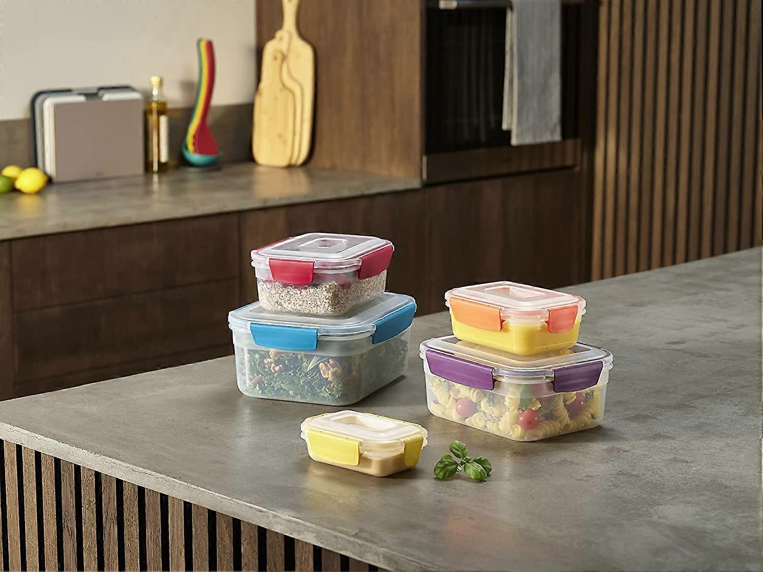 5 Piece Plastic Food Kitchen Storage Container set with lids | Fruugo UK