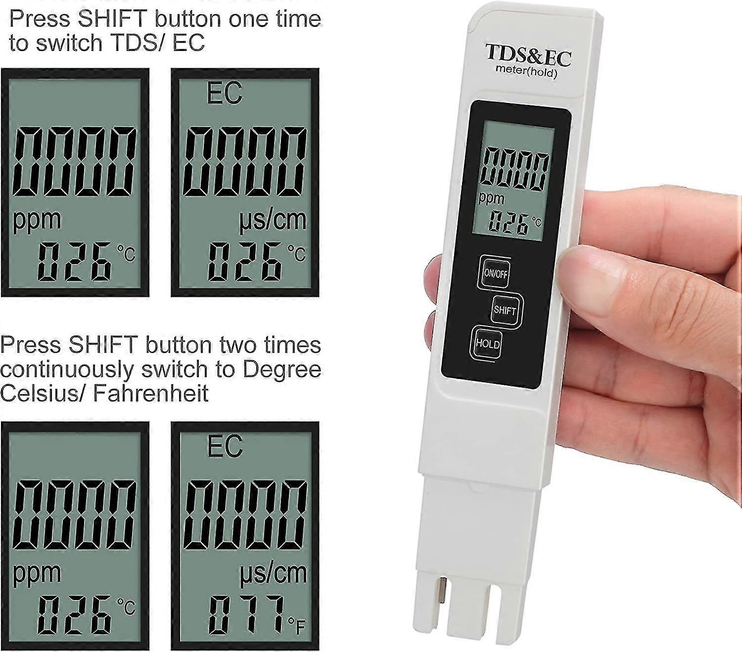 digital water quality tester with 0-9990 range digital tds ec meter ...