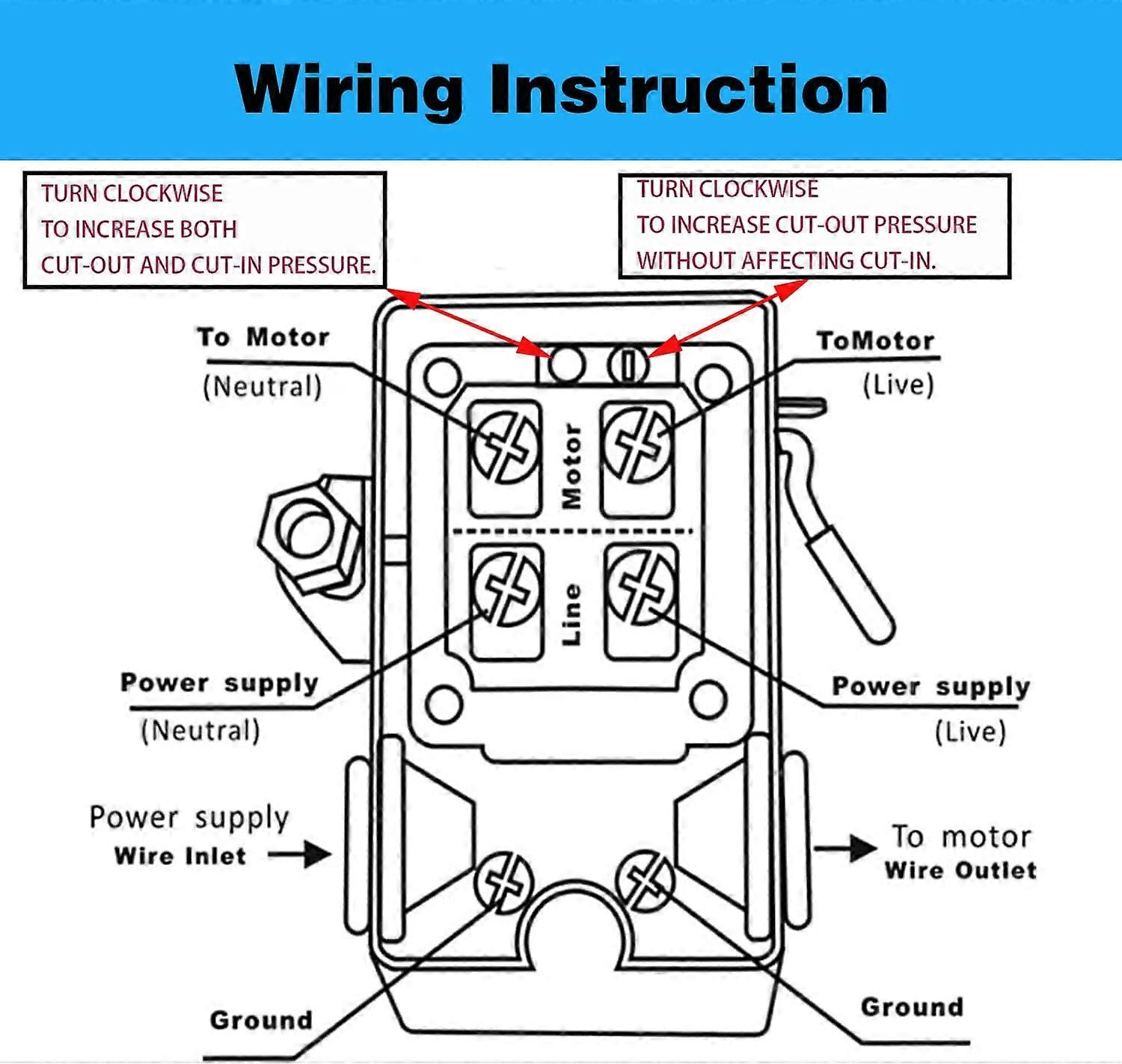 Heavy Duty Air Compressor Pressure Switch Control 90-125 psi Single ...
