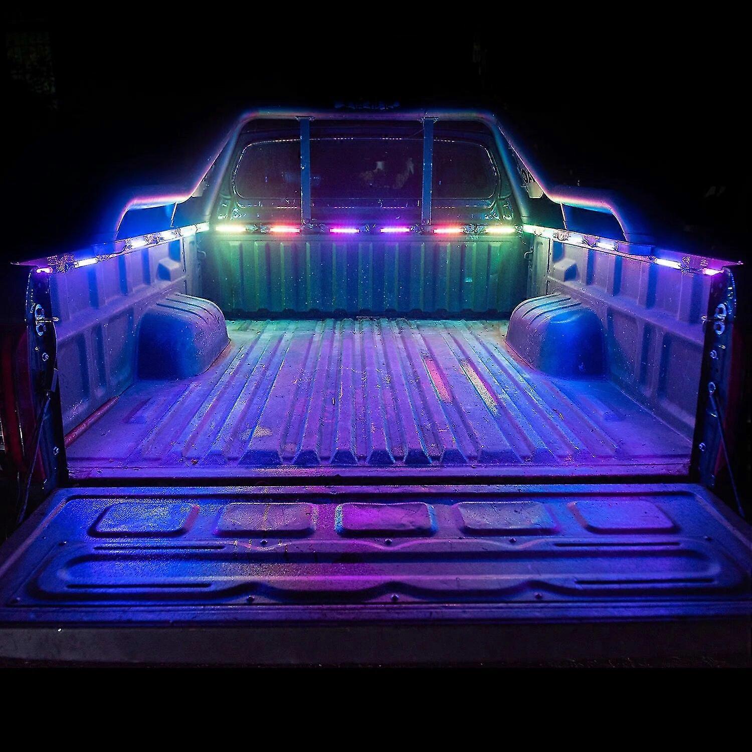12V RGB Truck Bed Light Strip Kit LED Neon Accent Lights with RF Remote ...