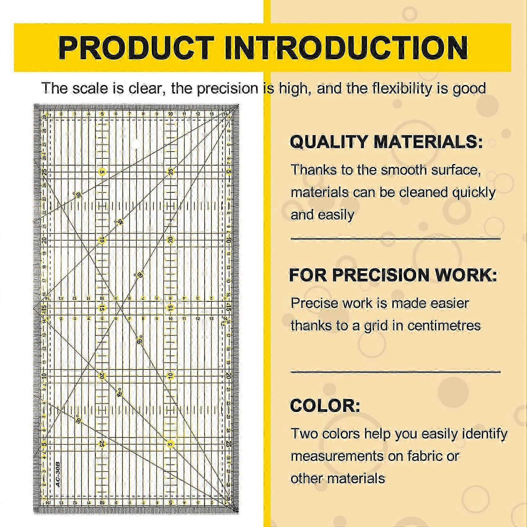 Cutting Ruler Multi-purpose Patchwork Cloth Quilt Ruler Diy Garment ...