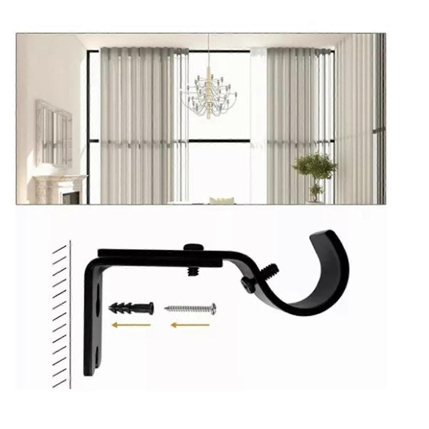 3pcs Adjustable Curtain Rod Brackets Iron Curtain Rod Support Hanger ...