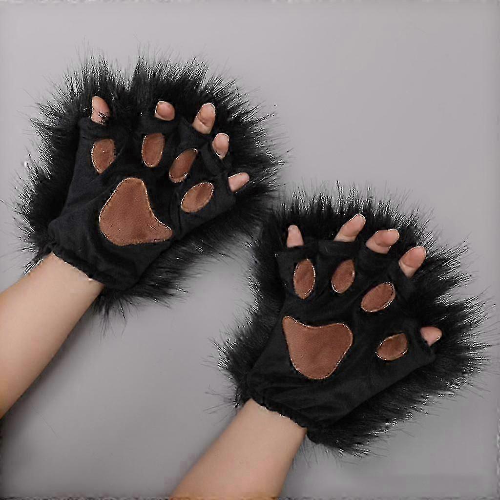 Long Fur Wolf Paws Gloves 1 Pair Animal Roleplay Furry Accessory Puppy ...