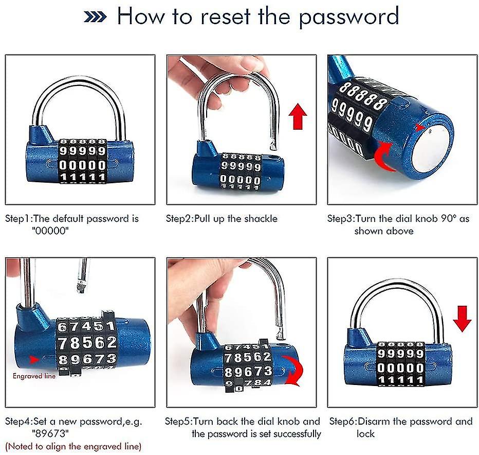 5 Digit Combination Padlock, Gym Padlock, Can Be Reset Combination ...