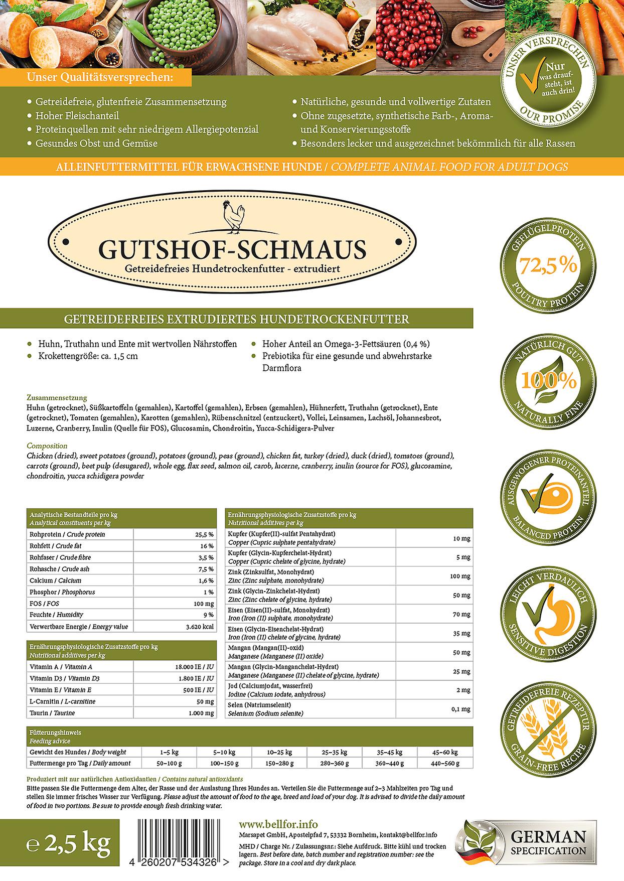 Bellfor Gutshof-Schmaus: Grain-free dry food with poultry for medium ...