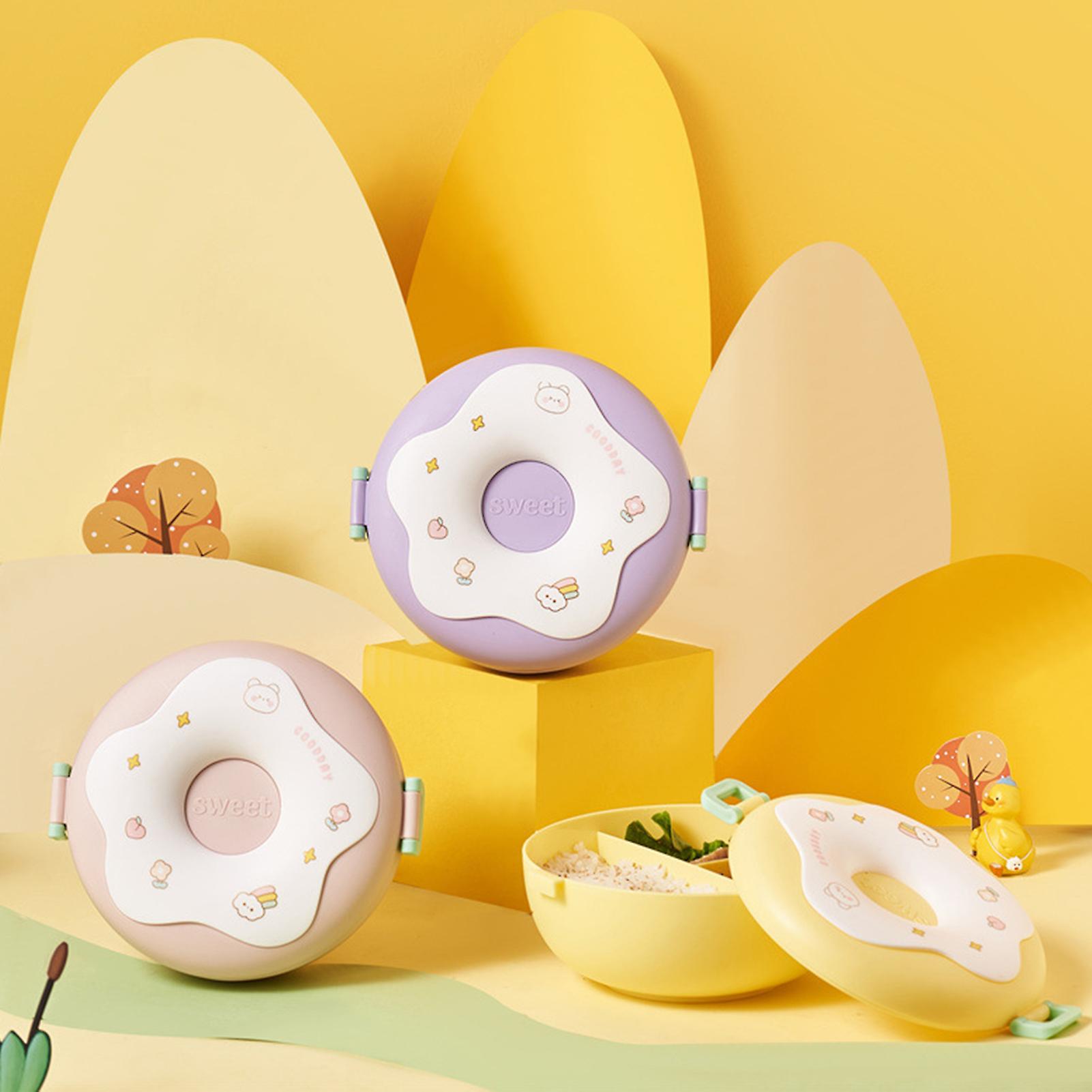 Wharick Cute Cartoon Donut 1000ml Lunch Box Microwavable Bento ...
