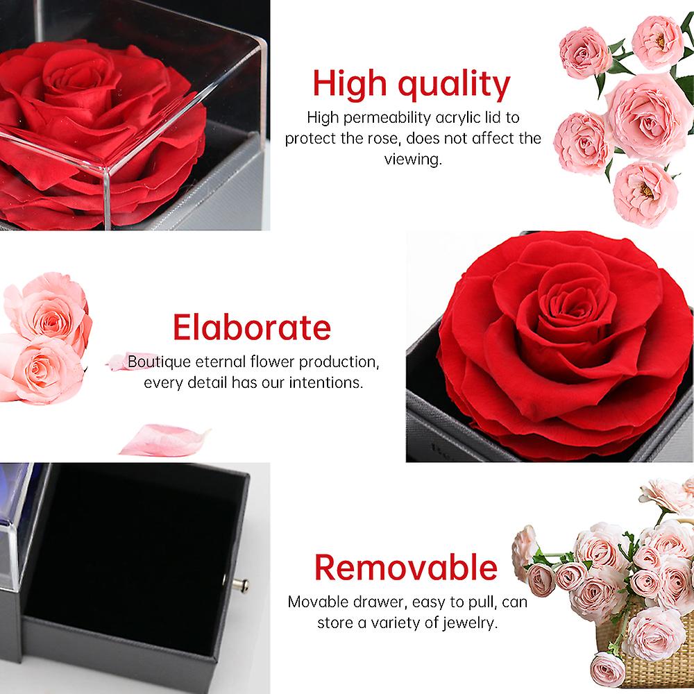 Eternal Rose Box With Necklace Preserved Flowers Rose | Fruugo UK