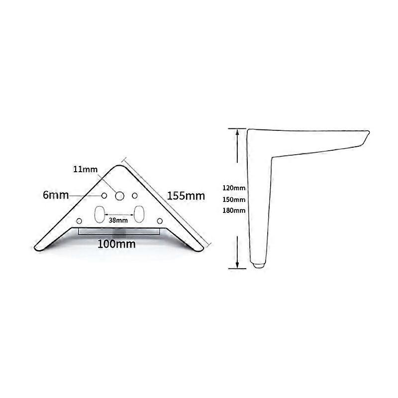 Furniture Legs Set of 4 Golden Triangular Furniture Legs, Galvanized ...