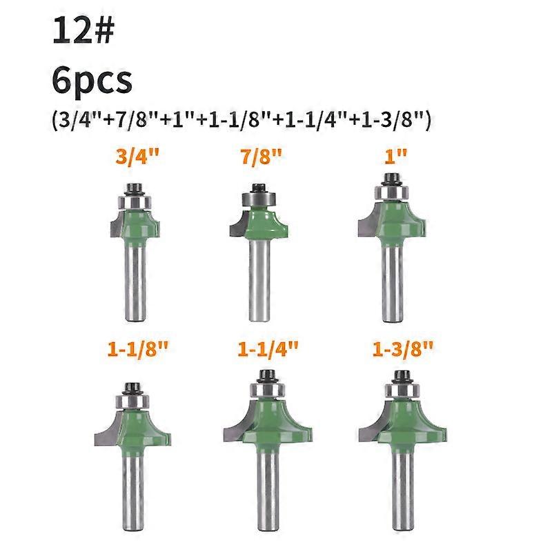 nice Set of 6 Wood Router Bits 8 mm, Quarter Round Milling Cutter with ...