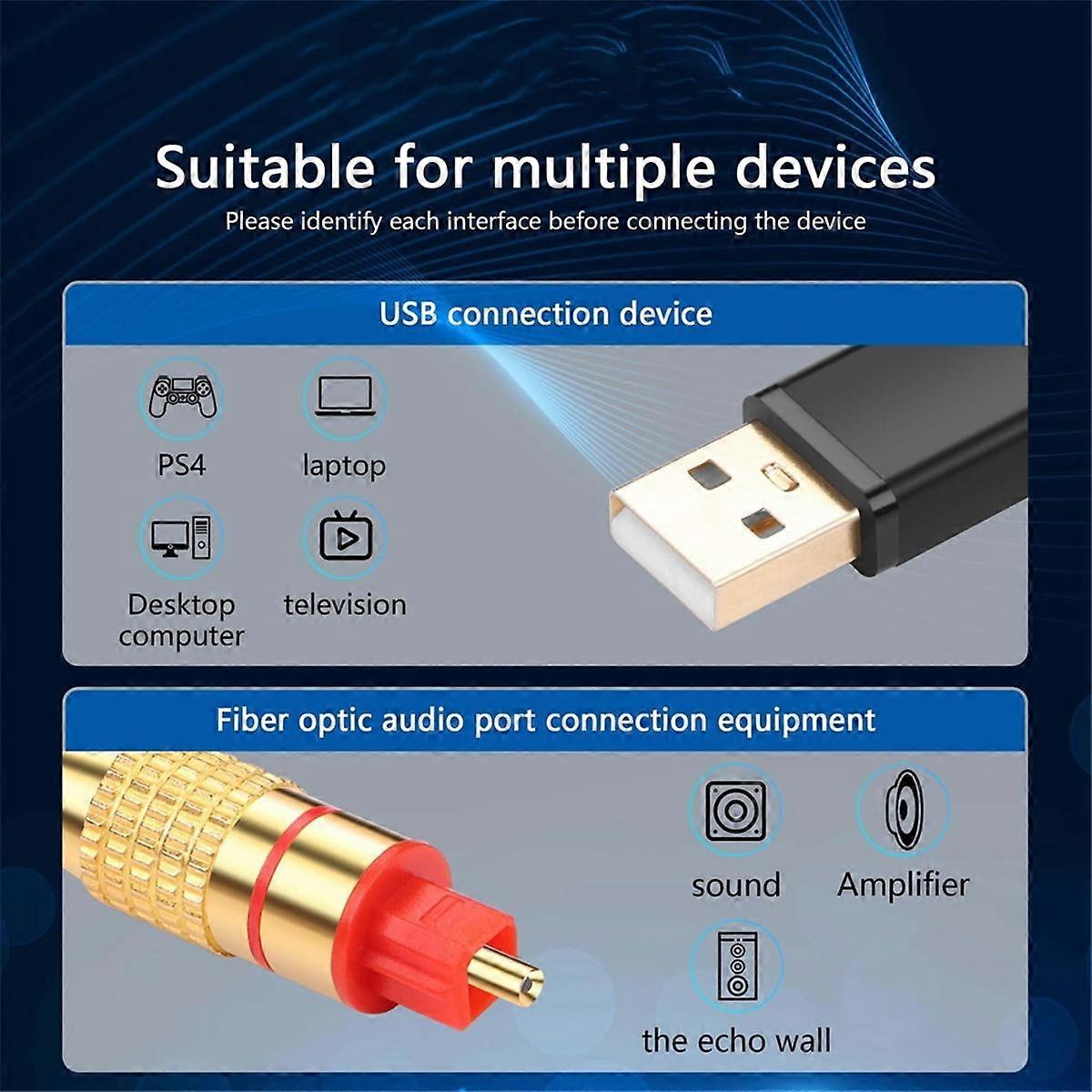 USB to Optical Audio Adapter USB A to Fiber Optic Audio SPDIF Port Connection Audio Converter ...