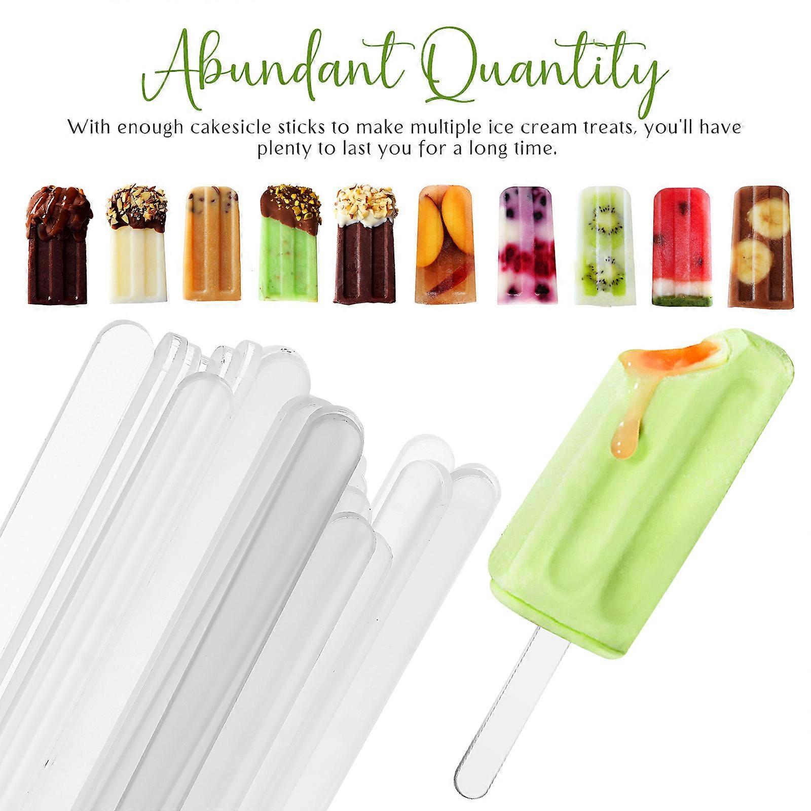 30 Pcs Popsicle Sticks Ice Cream Sticks Plastic Popsicle Sticks Clear ...