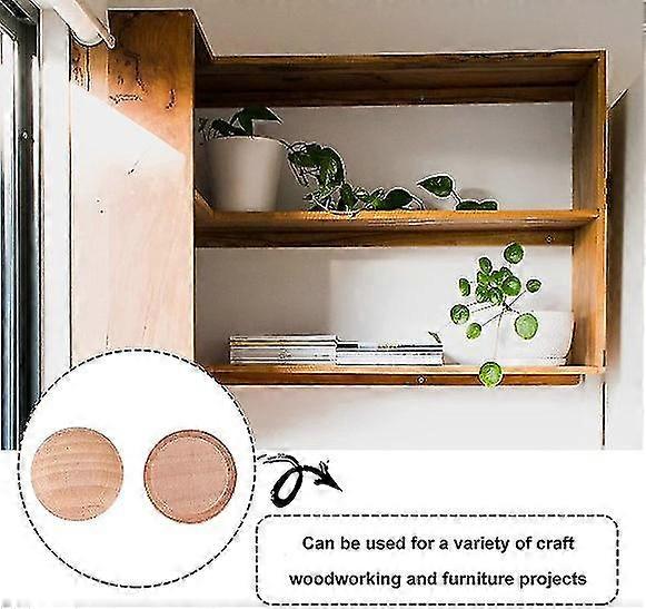 100pcs Round Wood Button Plugs 25mm Dia Hardwood Furniture Buttons Caps ...