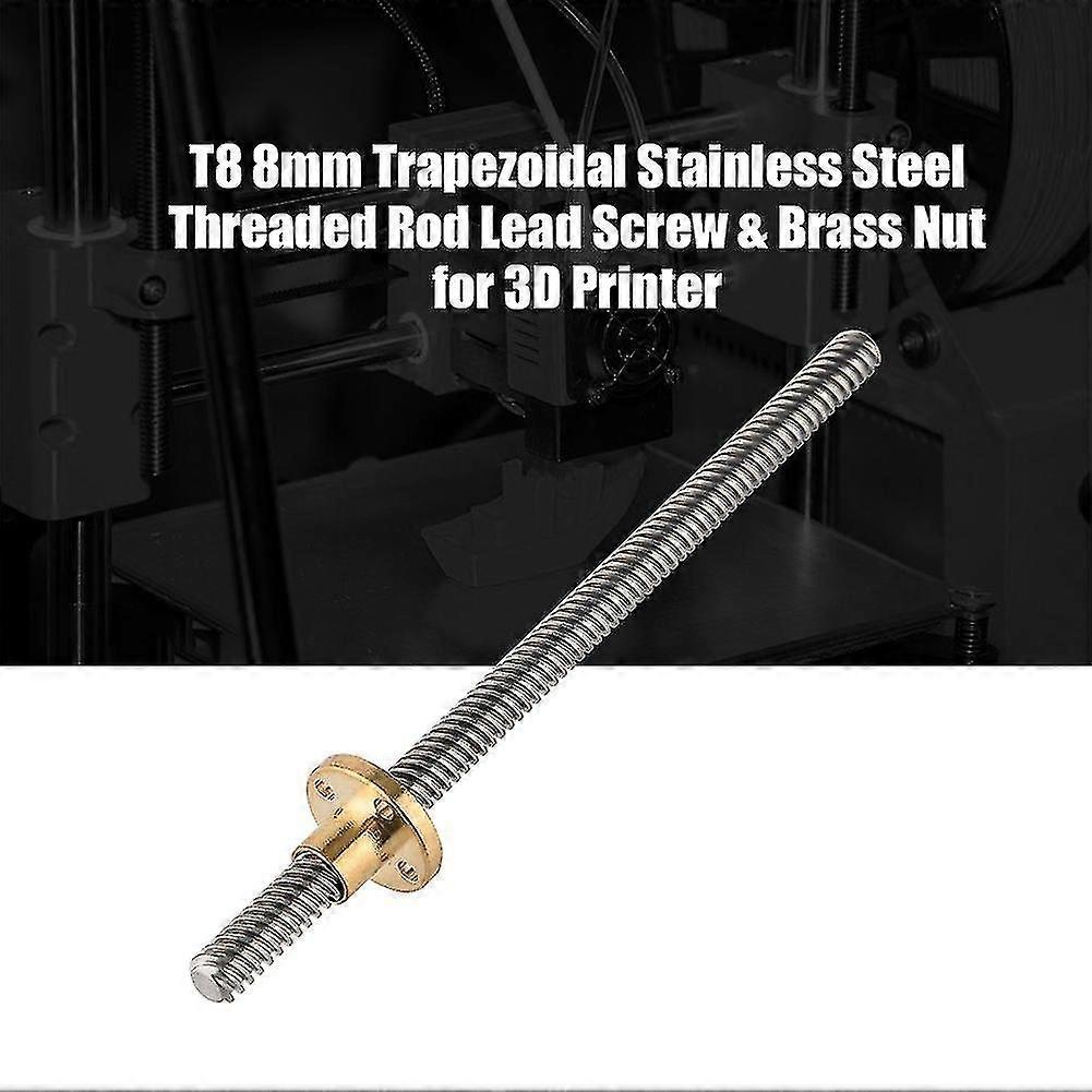 T8 8mm Trapezoidal Stainless Steel Threaded Rod Lead Screw & Brass Nut ...