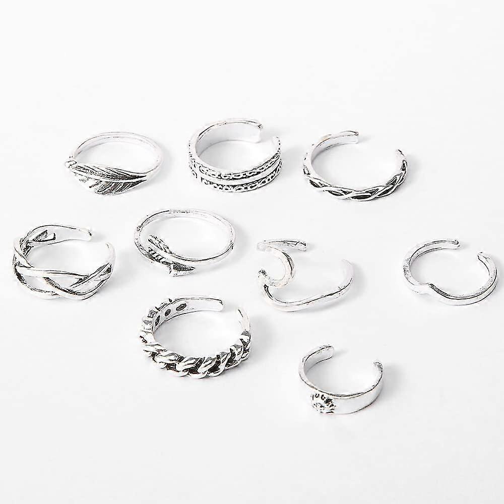 Toe Rings Pack For Women Silver Toe Finger Rings For Teen Girls Foot ...