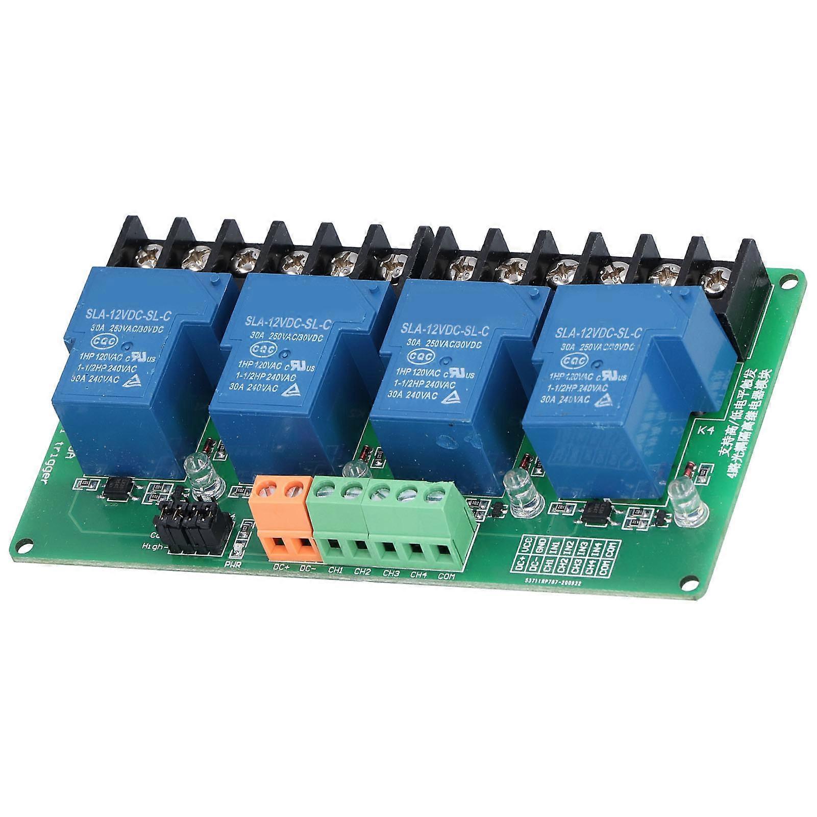 4 Channel 30A High Low Level Current Relay Module with Optocoupler Isolation 12V | Fruugo UK