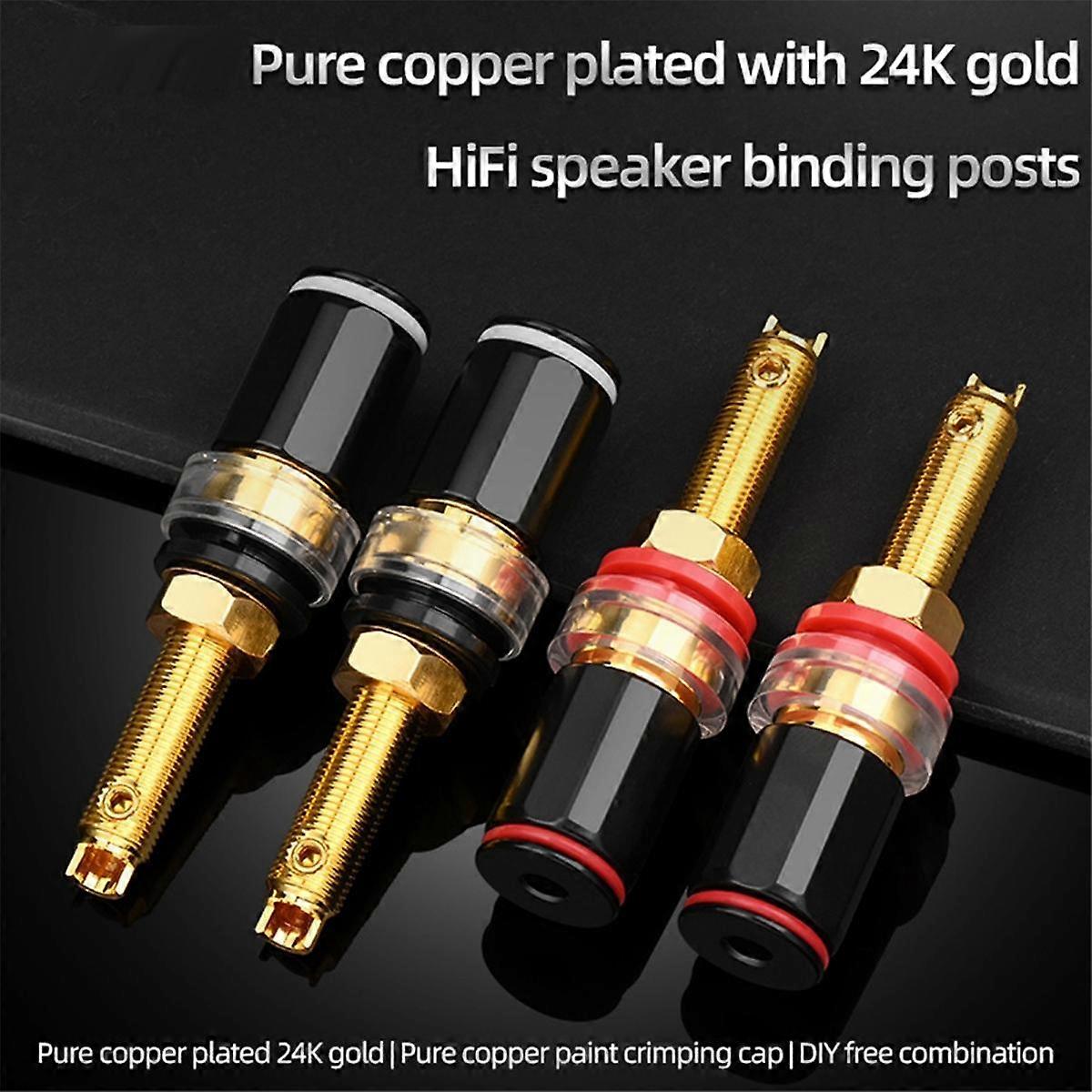 4Pcs Hifi Speaker Terminal Binding Post Pure Copper Gold Plated ...