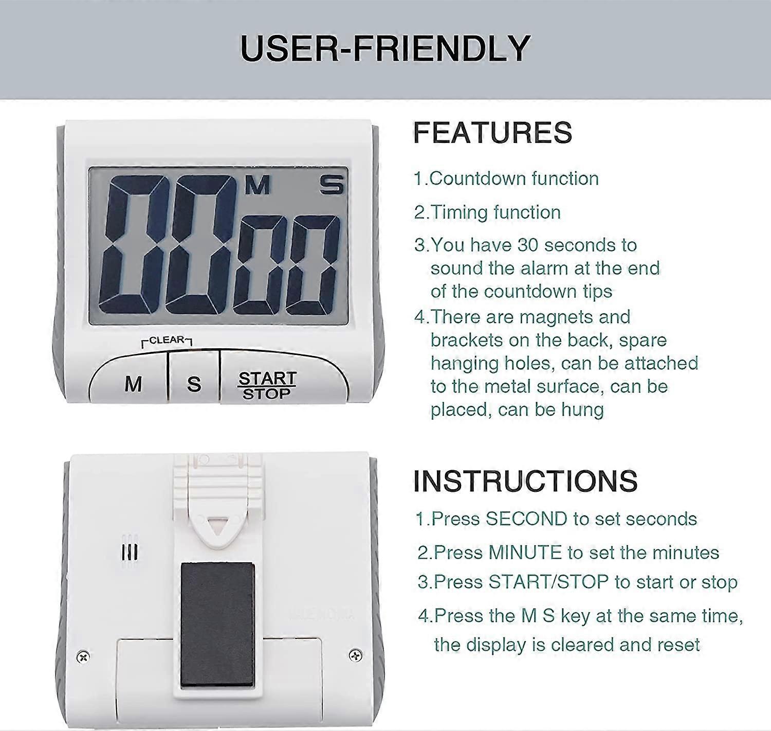 Timer Digital, Healwe Countdown Timer Large Screen With Loud Lcd ...