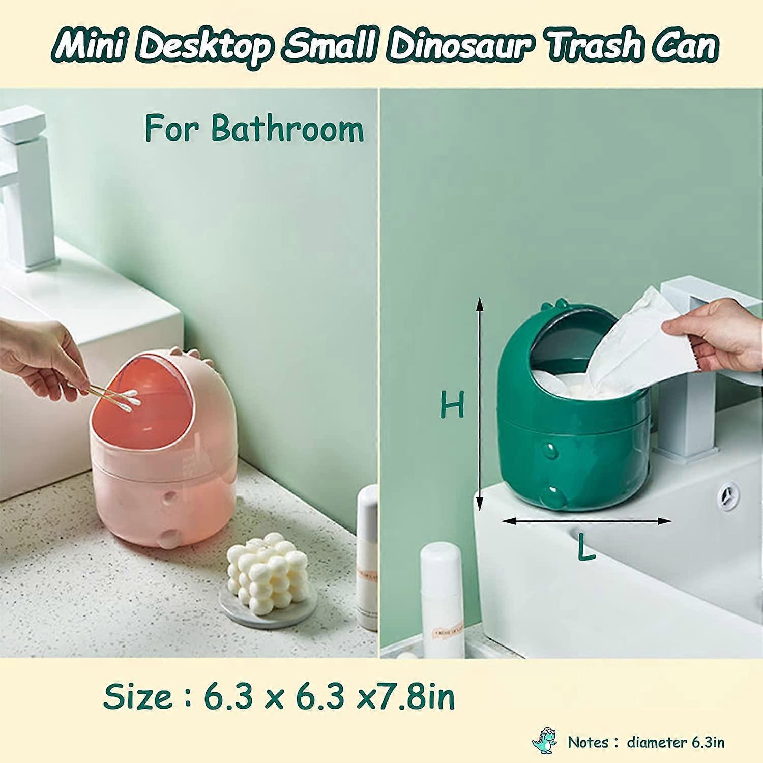 Mini Desktop Trash Can with Lid, Cute Little Dinosaur Countertop ...