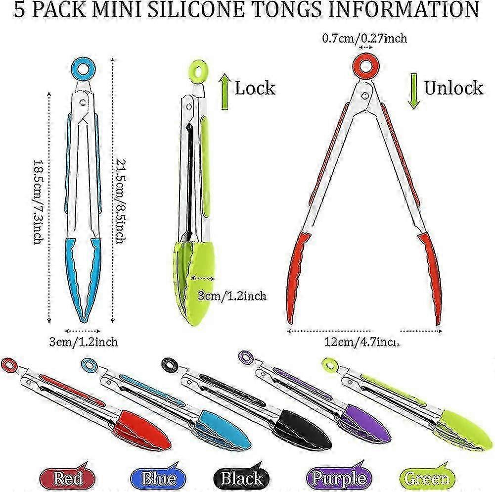 Kitchen Tongs (3 Pack 8 Inches) Stainless Steel Small Cooking Tongs ...