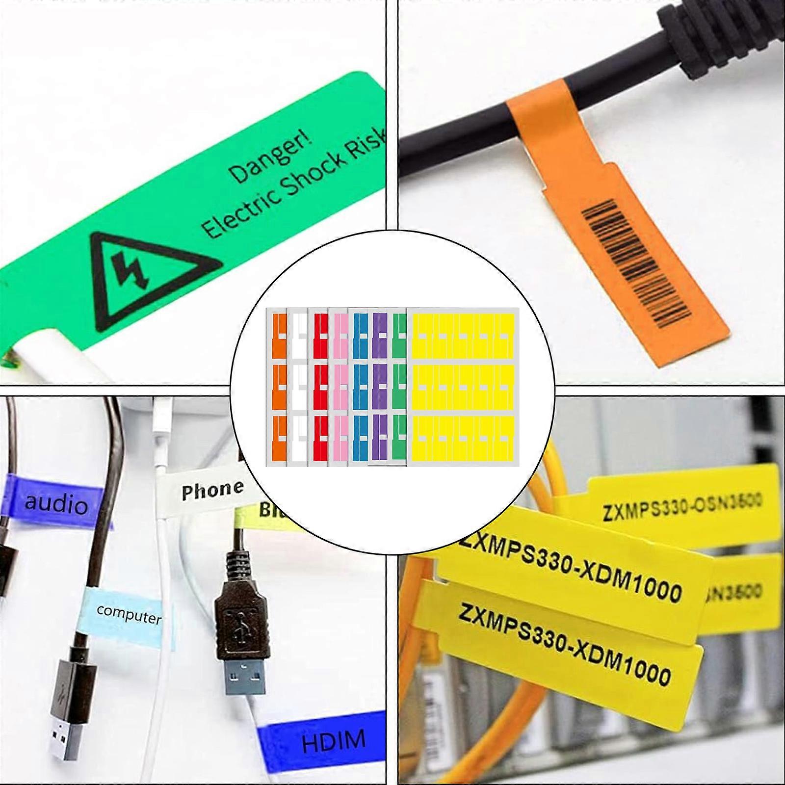 240PCS Self-Adhesive cable labels tags, 8 Colours Self Adhesive Labels ...