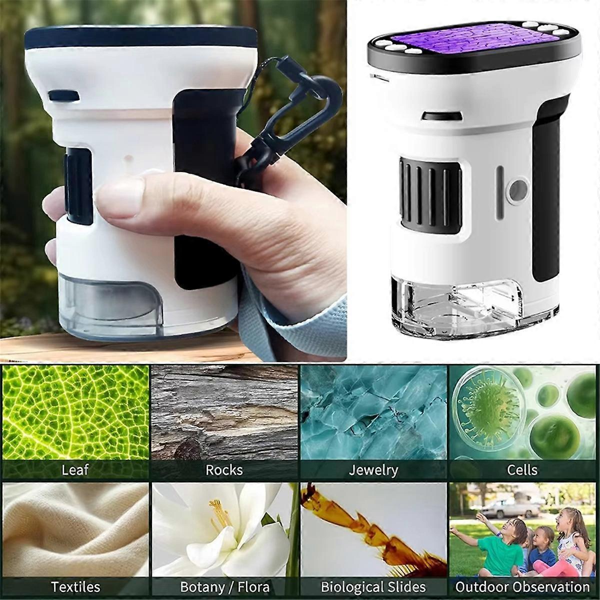 1000X Handheld Microscope for Kids 4K 2.0In Screen Rechargeable Pocket ...