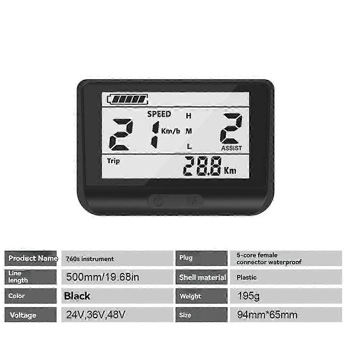 2026 new E-Bike LCD 760S Display for UART Protocol 5pin Female Plug for ...