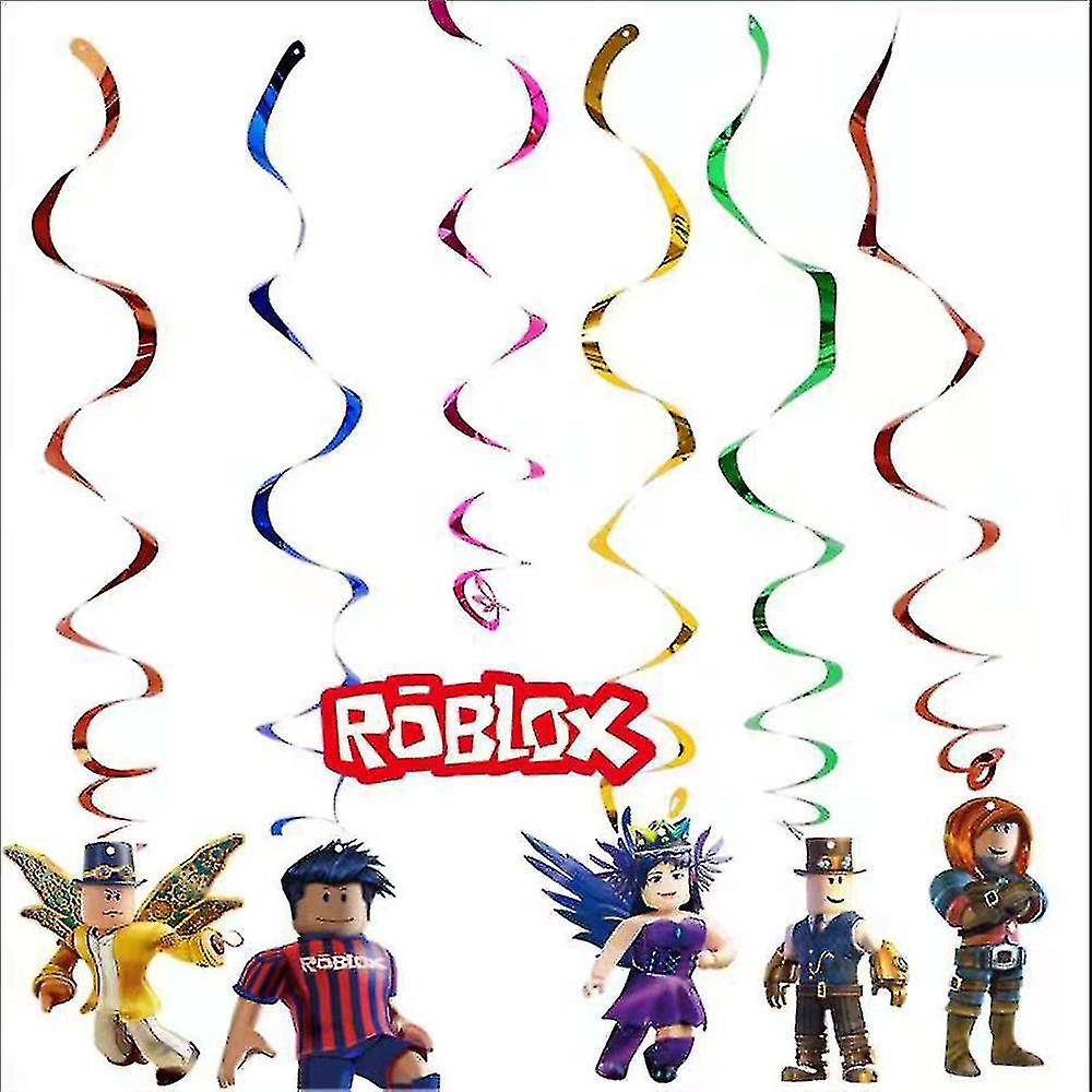 60pcs Roblox Party Decoration Set Banners Balloon Cake Toppers Swirls ...