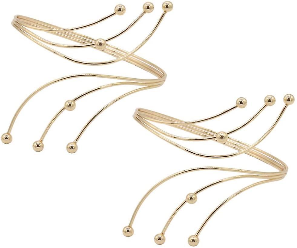2pcs Gold Upper Arm Cuff Sun Arm Band Belly Dance Bracelet Women Wrist Cuff Tribal Open Bangle ...