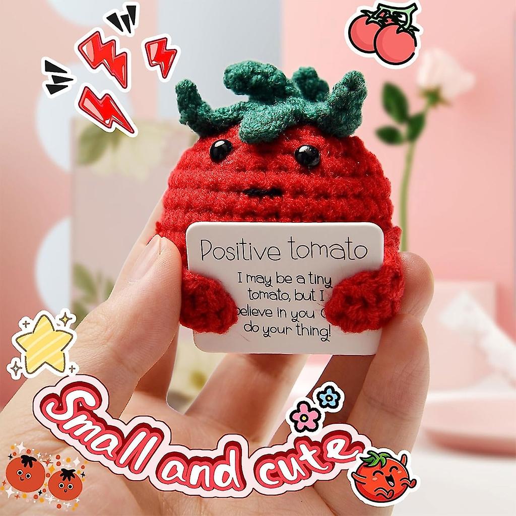 Funny Positive Tomato Cute Wool Knitted Dolls Tomato with Positive ...