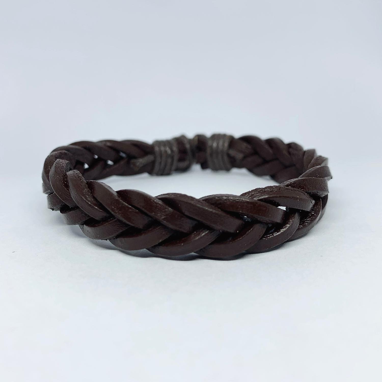 Handmade braided bracelet for men in brown leather | Fruugo UK