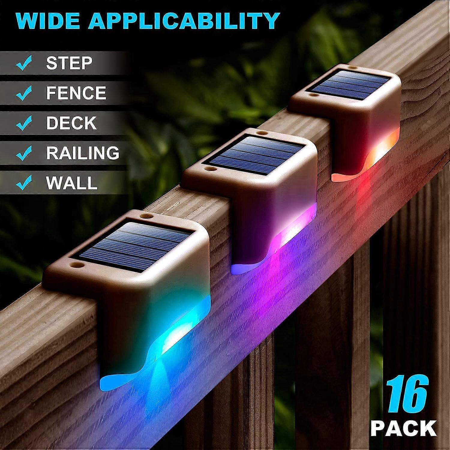 Solar Deck Lights Outdoor, 16 Pack Solar Step Lights Waterproof Led ...