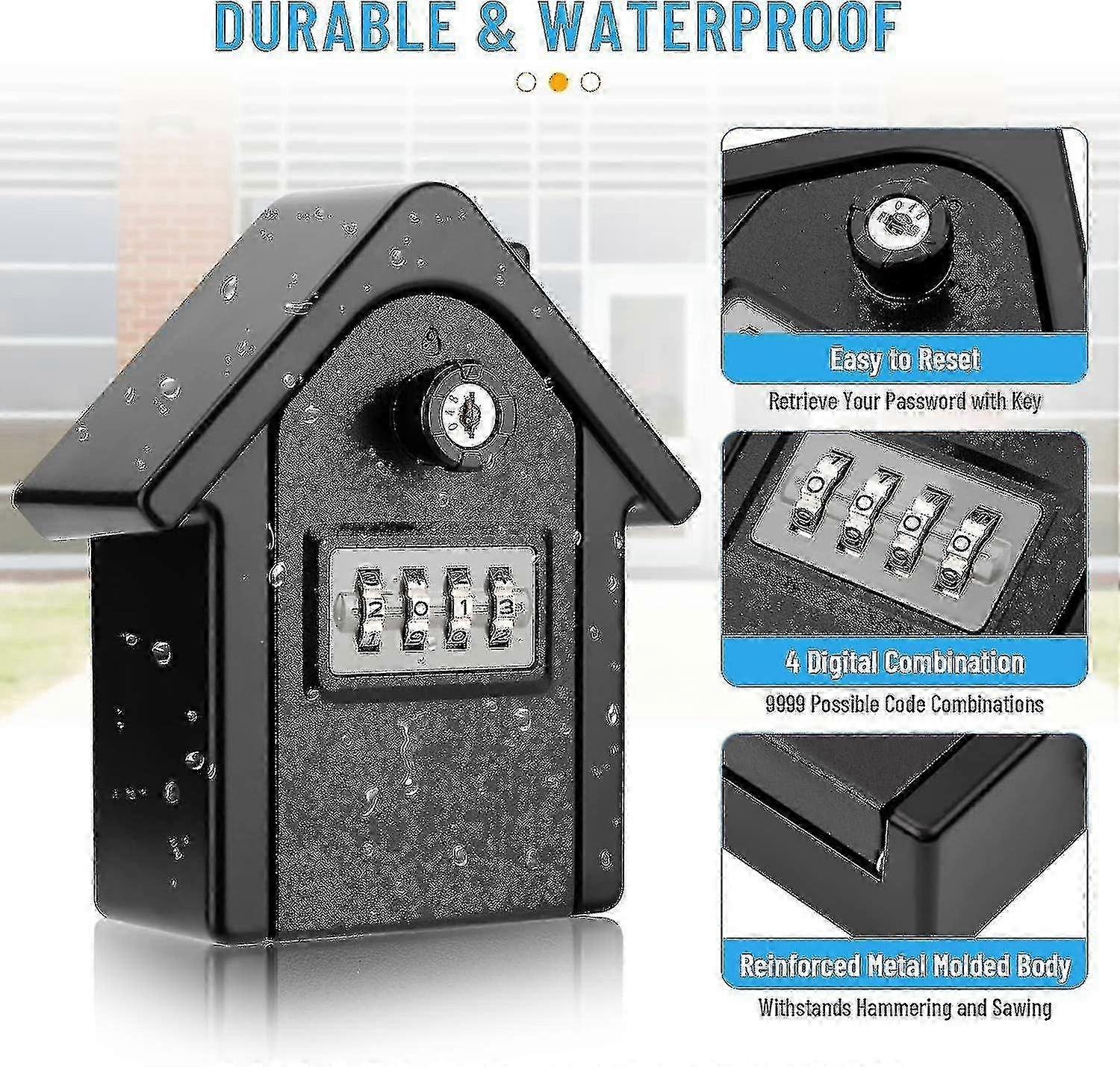 Large Key Safe Wall Mounted With Override Key, Password 4 Digit ...