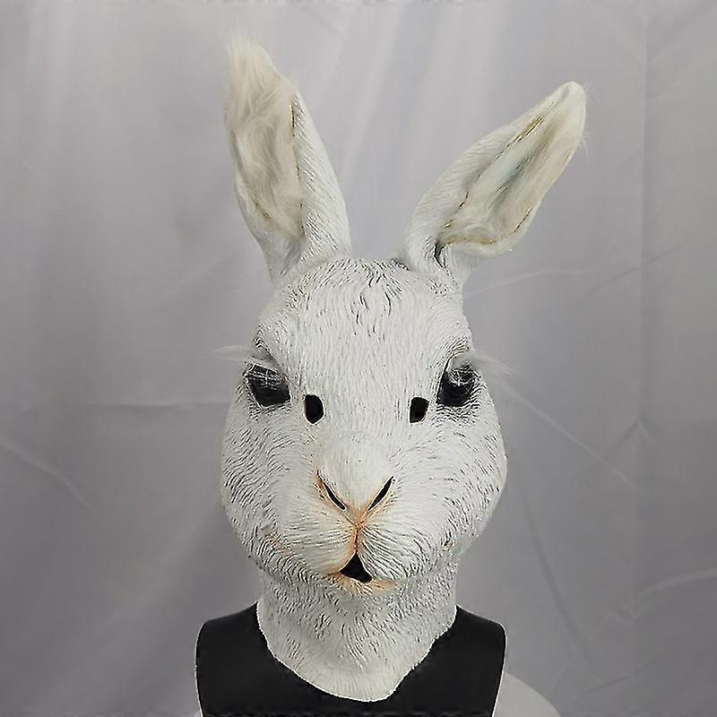 Rabbit Head Mask Performance Latex Plush Animal Mask Masquerade Party ...