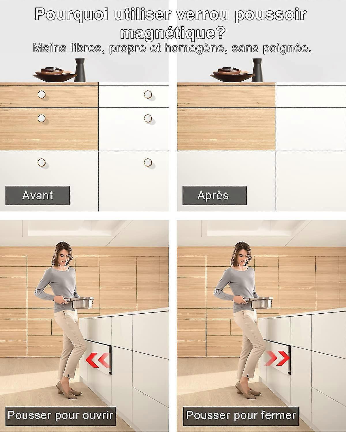 push To Open Cupboard Door Damper 2 Pieces Magnetic Push Open Latch ...