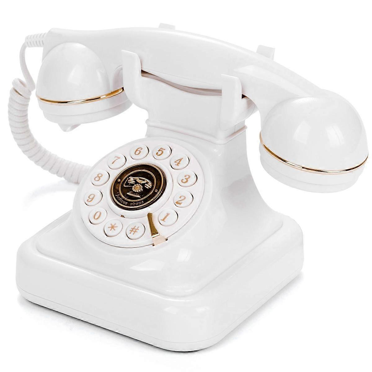 Retro Style Wired Dial Telephone Plug-in Home Fixed Landline Antique ...