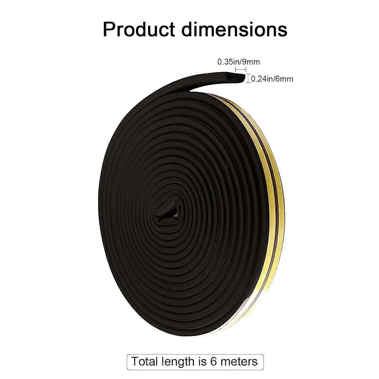 Selvklebende tetningslist for dører og vinduer, type D 9mm * 6mm ...